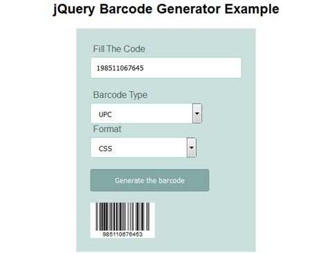 simple jquery barcode generator html code php programming blog