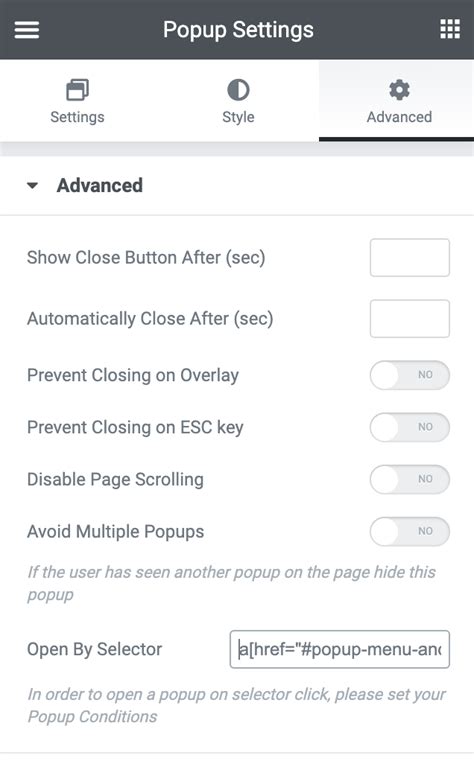trigger a popup from a nav menu elementor