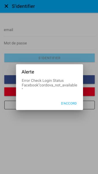 cordova ionic facebook authentification error cordova not available