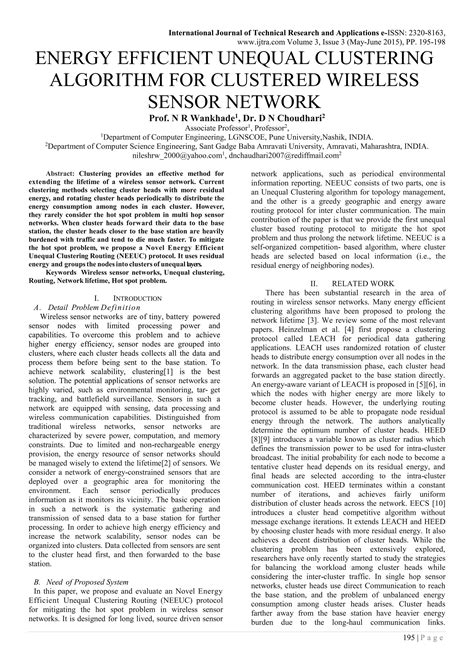 Energy Efficient Unequal Clustering Algorithm For Clustered Wireless