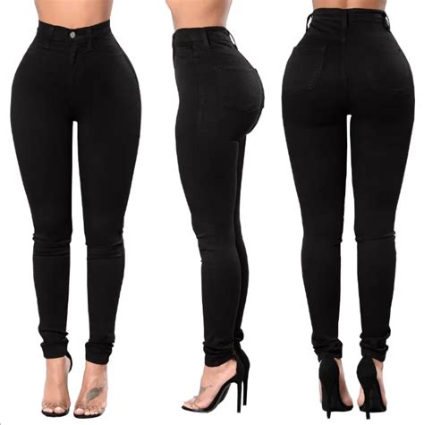 Pantalones Vaqueros Ajustados De Cintura Alta Para Mujer Pantalón Sexy