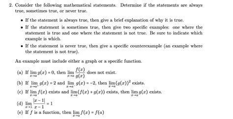 solved 2 consider the following mathematical statements
