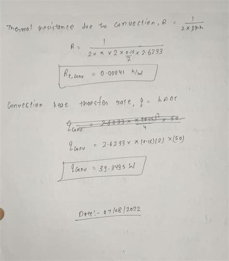 [solved] Determine The Convection Heat Transfer Coefficient In W M2
