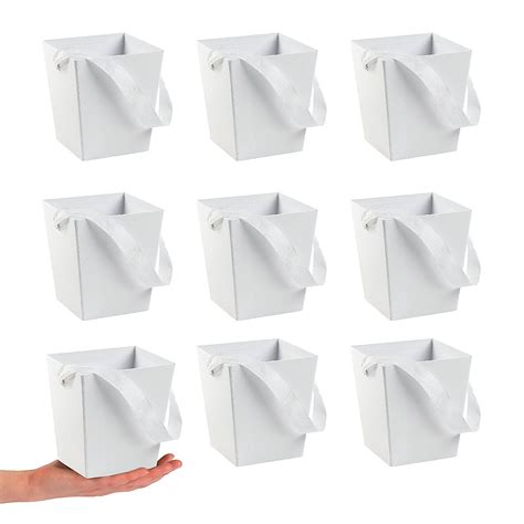 Bulk 24 Pieces White Cardboard Buckets With Ribbon Handles