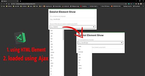 data list html element and loaded using ajax