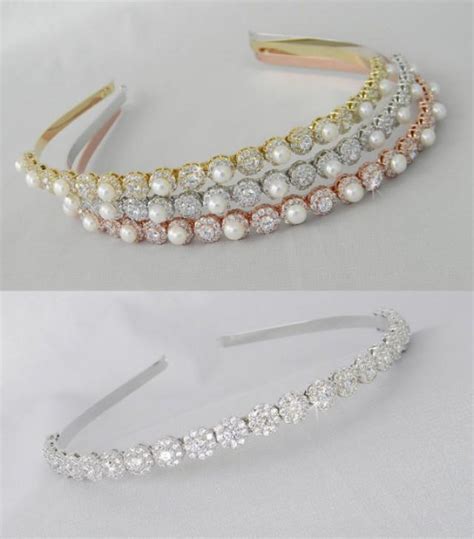 Simple Crystal Bridal Headband Silver Rose Gold Gold Wedding Tiara
