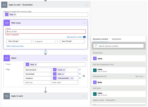 using microsoft power automate include a link in an email to document