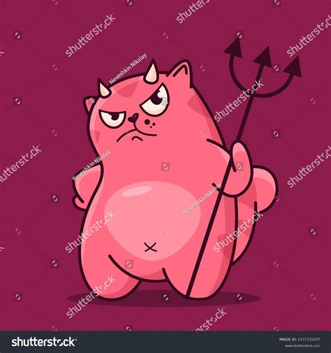 Cute Red Cat Imp Demonstrates Emotions Stock Vector Royalty Free