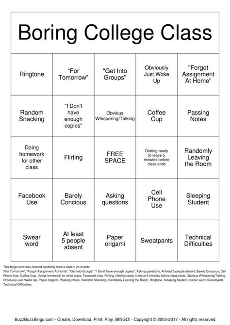 college bingo cards to download print and customize