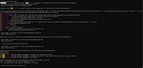 node js npm install issues found during obdx android app