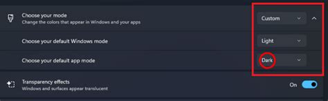 how to enable and disable dark mode on windows 11