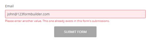 help prevent duplicate values in fields 123formbuilder