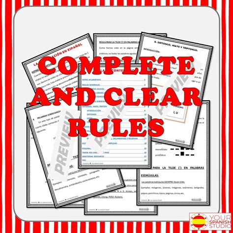 Spanish Stress And Written Accent Rules Notes La Acentuación Y La Tilde