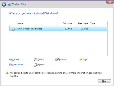 fix we couldn t create a new partition error on windows lab one