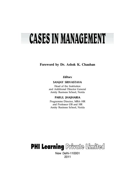 download cases in management textbook pdf online by sanjay srivastava