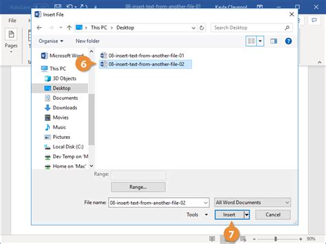 merge word documents customguide