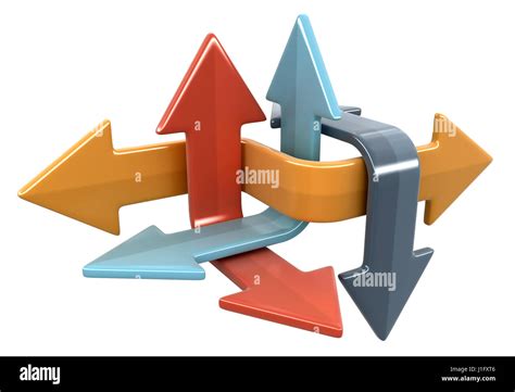 3d Image Of Arrows In Different Directions Image With Clipping Path