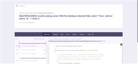 php sqlstate[3d000] invalid catalog name 1046 no database selected
