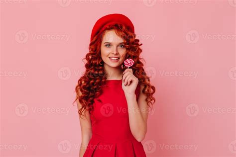 Snapshot Of Blue Eyed Ginger Lady In Elegant Dress And Stylish Hat