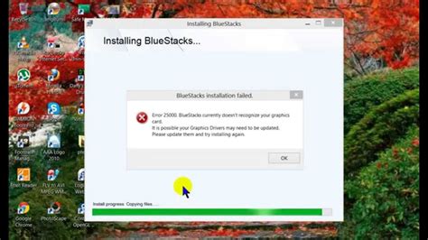 fixed bluestacks error 25000 without updating card video driver youtube