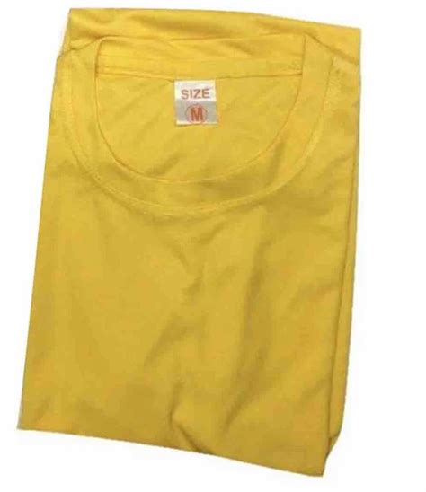 Round Neck Yellow Men Polyester Plain T Shirt Half Sleeves At Rs 65