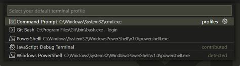setting the default terminal in vs code sajan k c