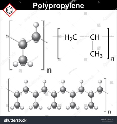 Structural Chemical Formula And Model Of Polypropylene Molecule 3d And