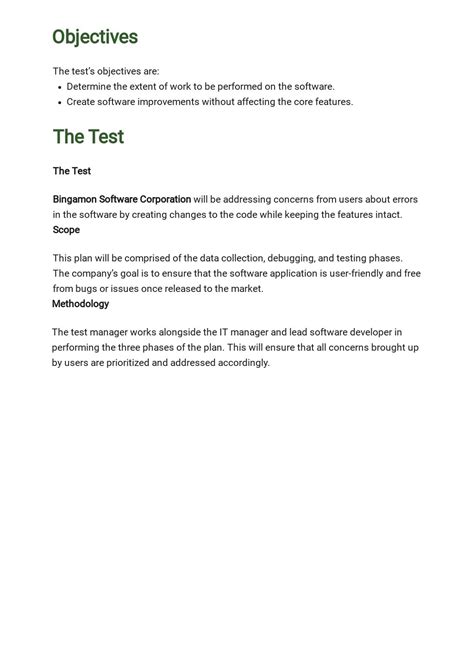 Regression Test Plan Template