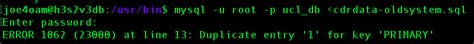 mysqlimport mysql import sql file has error duplicate