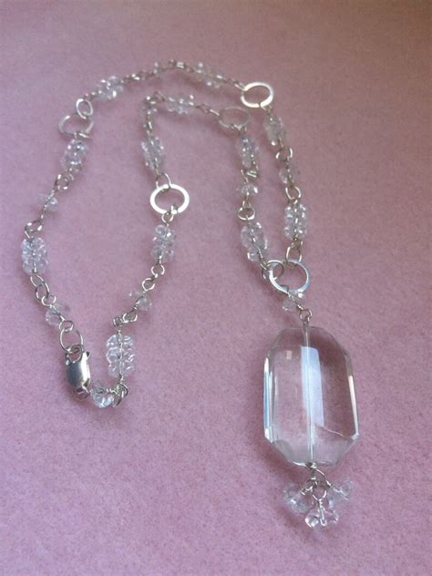Crystal Quartz And Sterling Silver Wire Wrapped Necklace Etsy
