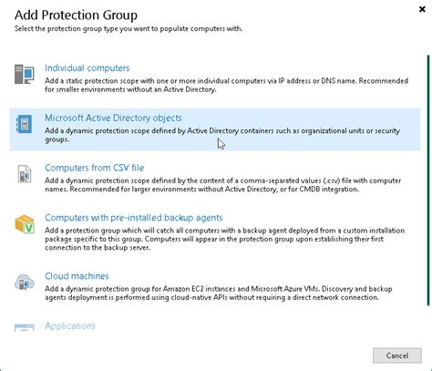 Step 1 Launch New Protection Group Wizard Veeam Agent Management Guide