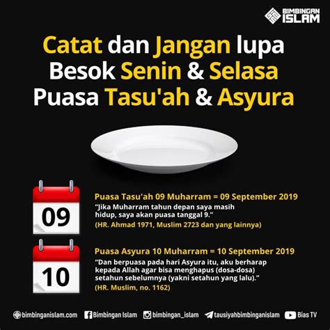 Poster Islami Catat Dan Jangan Lupa Besok Senin Selasa Puasa Tasuah