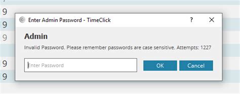 my admin password is not working timeclick