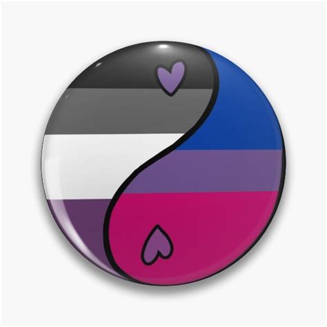 Biromantic Asexual Bi Ace Cute Lgbtq Pride Flag Yin Yang Pin Button