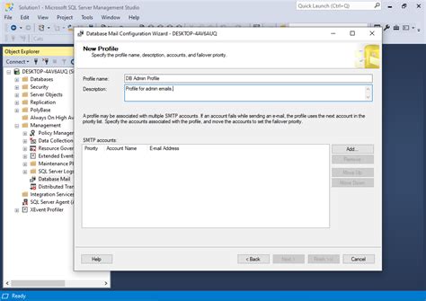 how to setup database mail in sql server ssms database