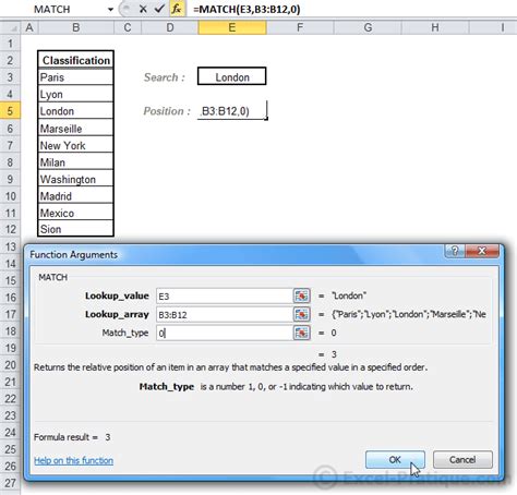 excel function match