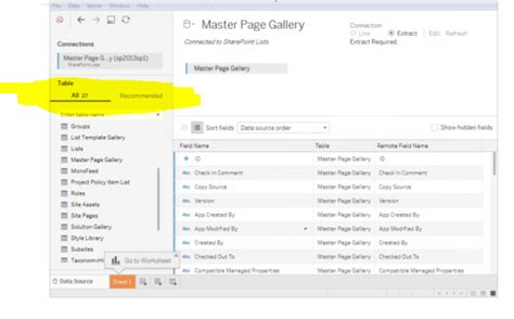 how to connect tableau with excel data on sharepoint