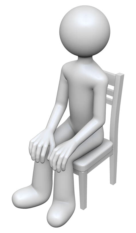 椅子に座る棒人間の3dイラスト ココ素材