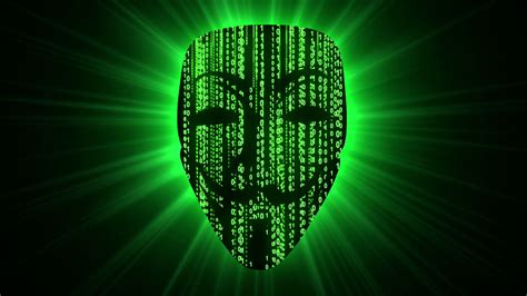 digital rain of numbers falling and forming guy fawkes anonymous mask