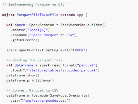 how to convert the parquet file to the csv file in apache spark