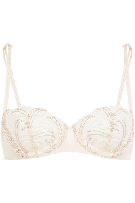 Simone PÉrÈle Embroidered Tulle And Stretch Jersey Underwired