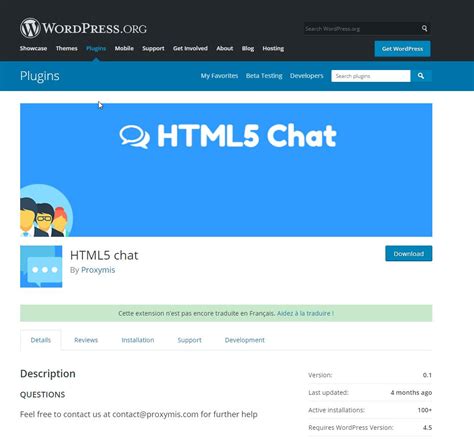 développement plugin html5 chat développement webcam