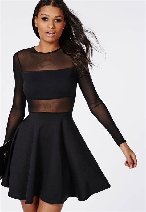 Black Skater Dress With Sleeves