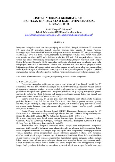Pdf Sistem Informasi Geografis Sig Pemetaan Bencana Alam Kabupaten