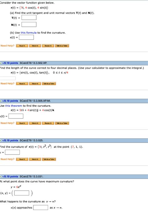 Solved Consider The Vector Function Given Below R T 7t 4