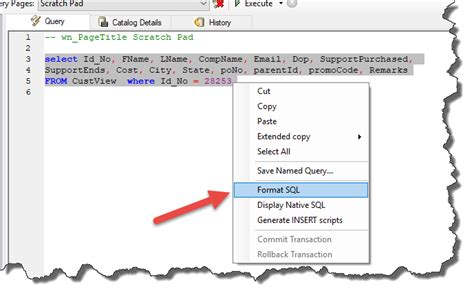 formatting sql