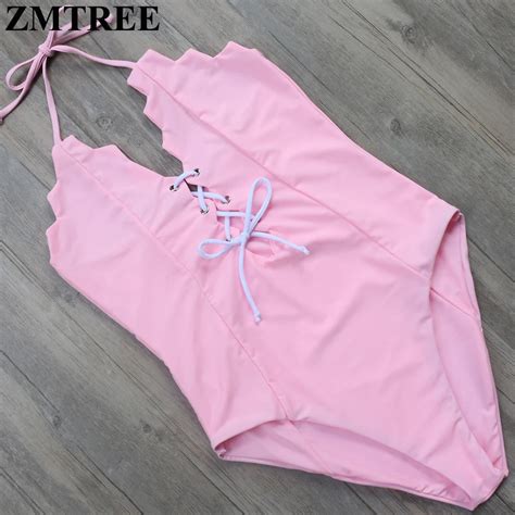 Buy Zmtree Halter Swimwear One Piece Swimsuit Women