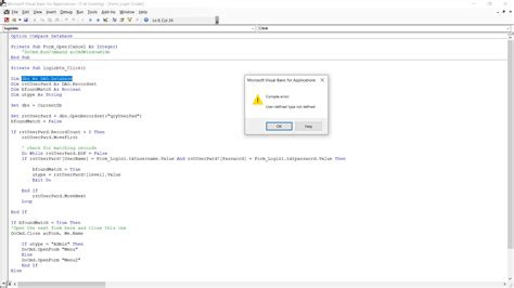 compile error user defined type not defined access world forums