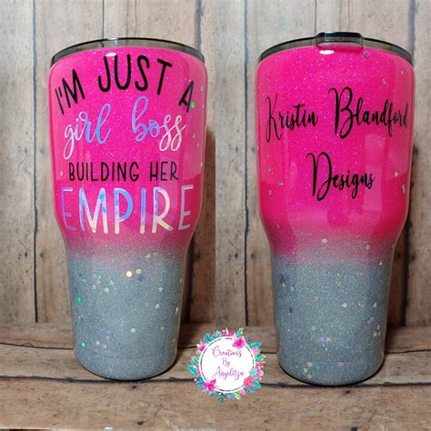 Girl Boss Tumbler Pink Glitter Tumbler Boss Lady Tumbler Etsy