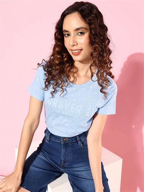 Buy Forever 21 Polka Dots Printed Pure Cotton T Shirt Tshirts For